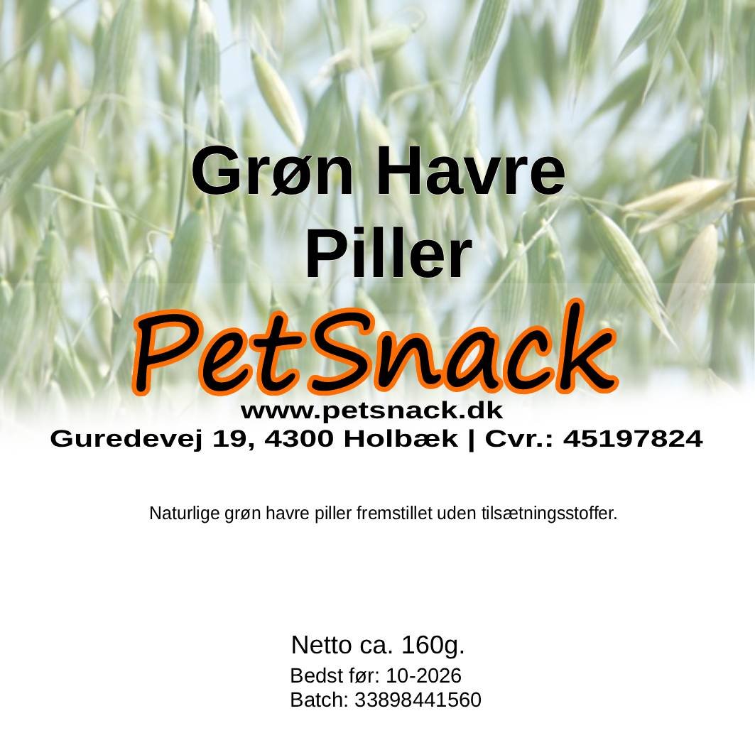 Grøn Havre Piller 160 g - Urte- og grøntsagspiller - PetSnack.dk